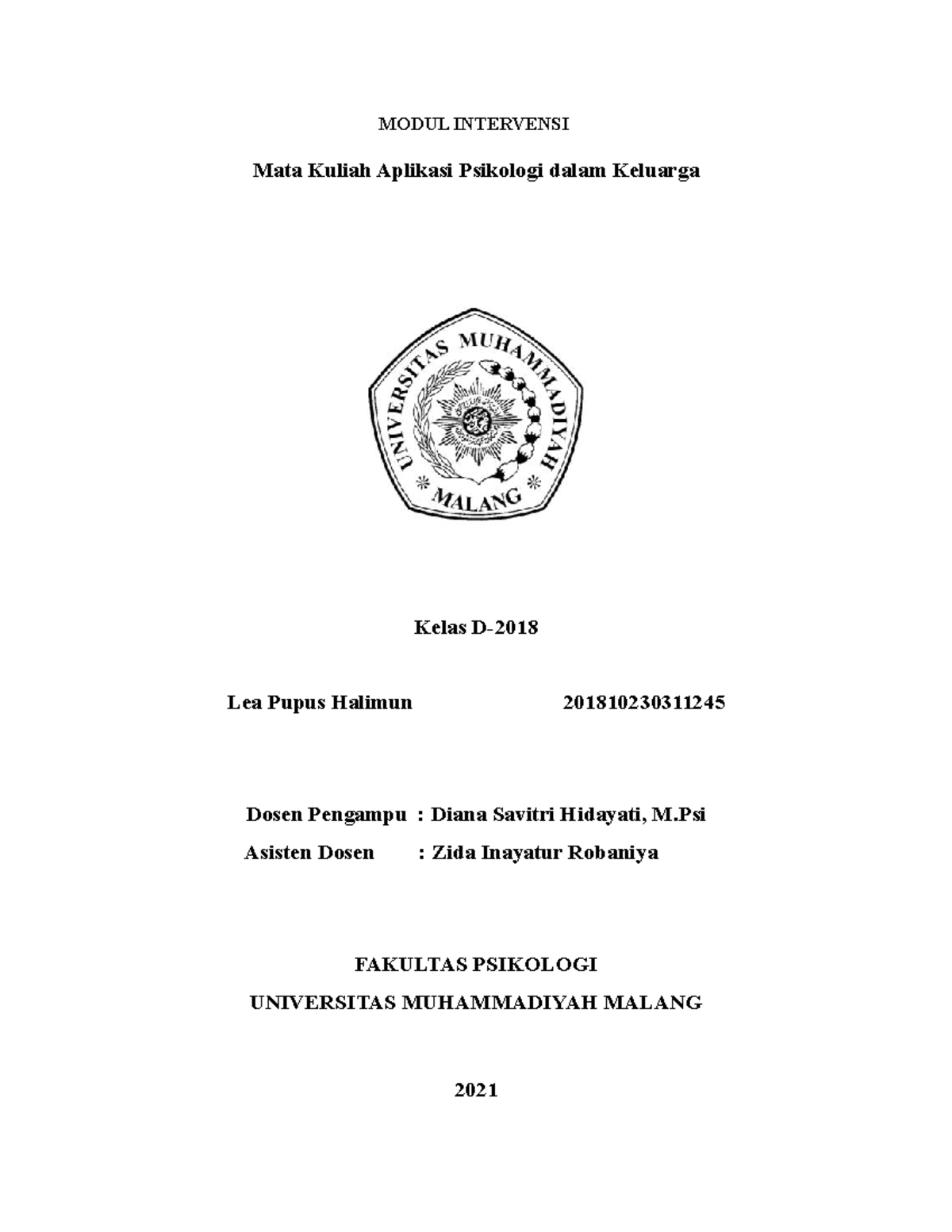 Modul Intervensi part 1 - MODUL INTERVENSI Mata Kuliah Aplikasi ...