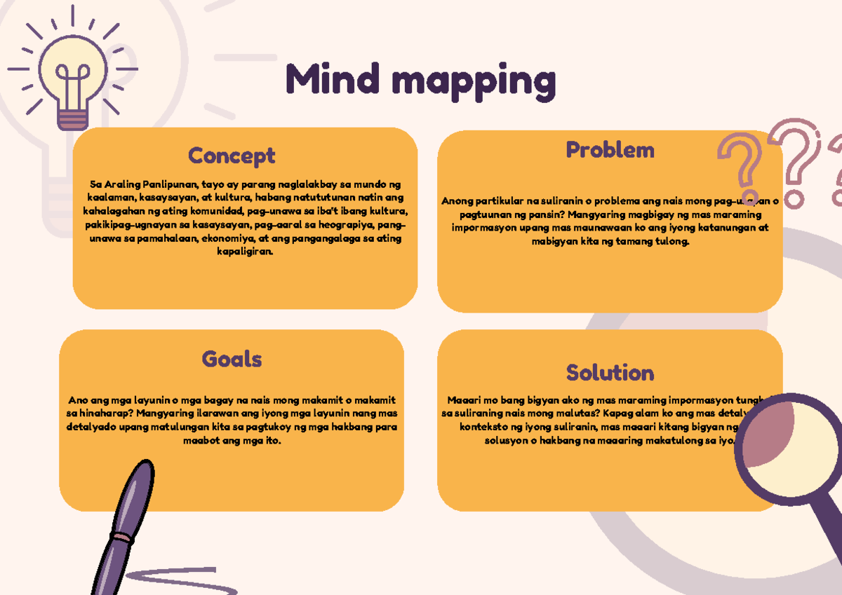 Orange Illustrated Mind mapping Brainstorm Graphic Organizer - Anong ...