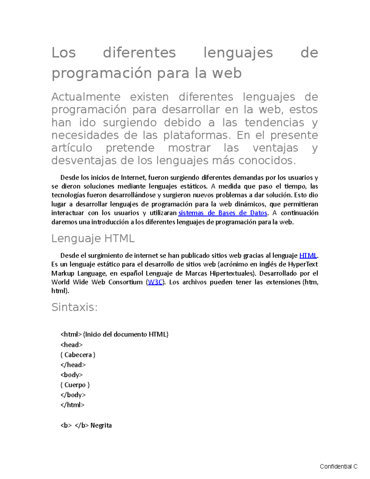 Los diferentes lenguajes de programación para la web - Los diferentes ...