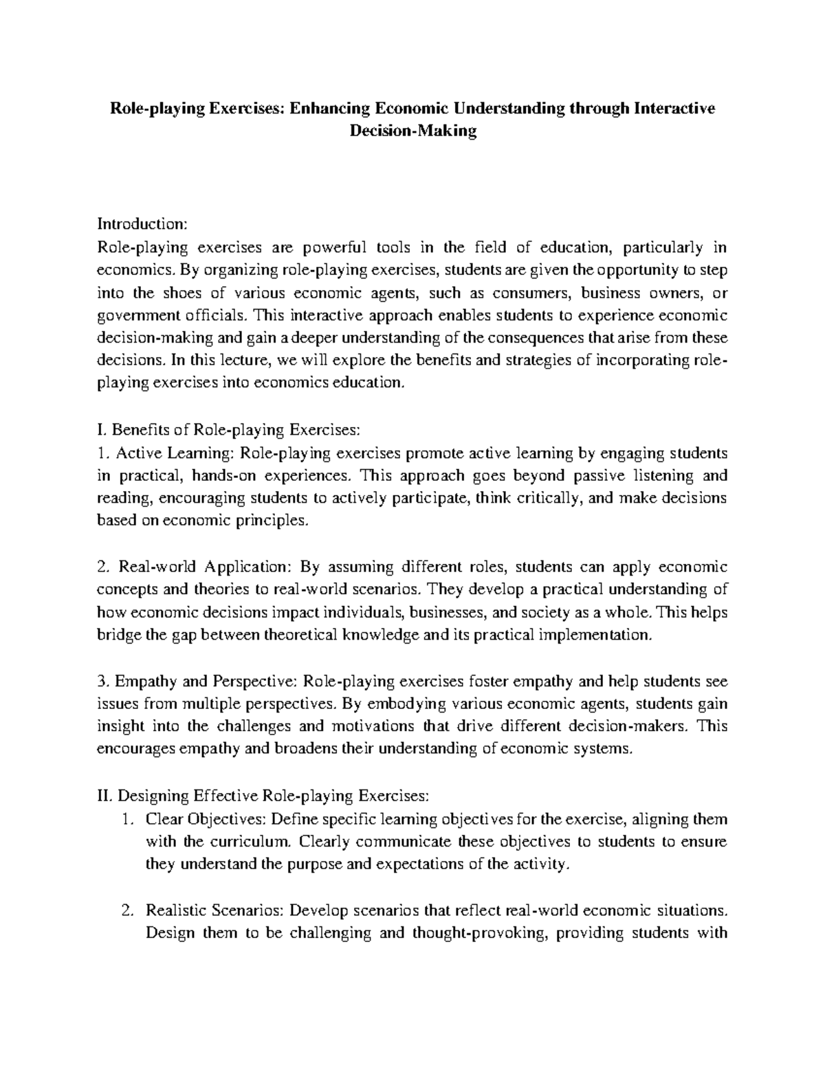 4. Role-playing Exercises - Studocu