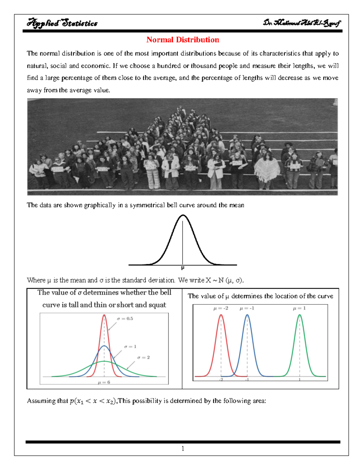 Normal distribution - Lecture - Normal Distribution The normal ...
