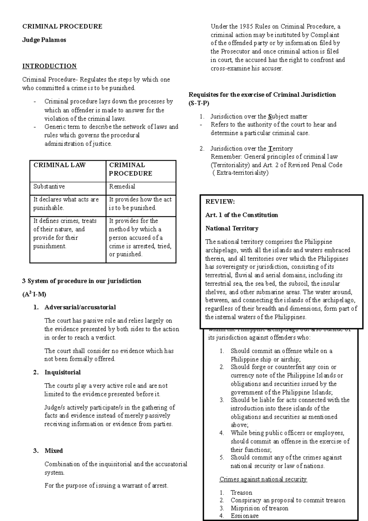 CRIM PRO Reviewer - use at your own risk - Art. 2 of the RPC The ...