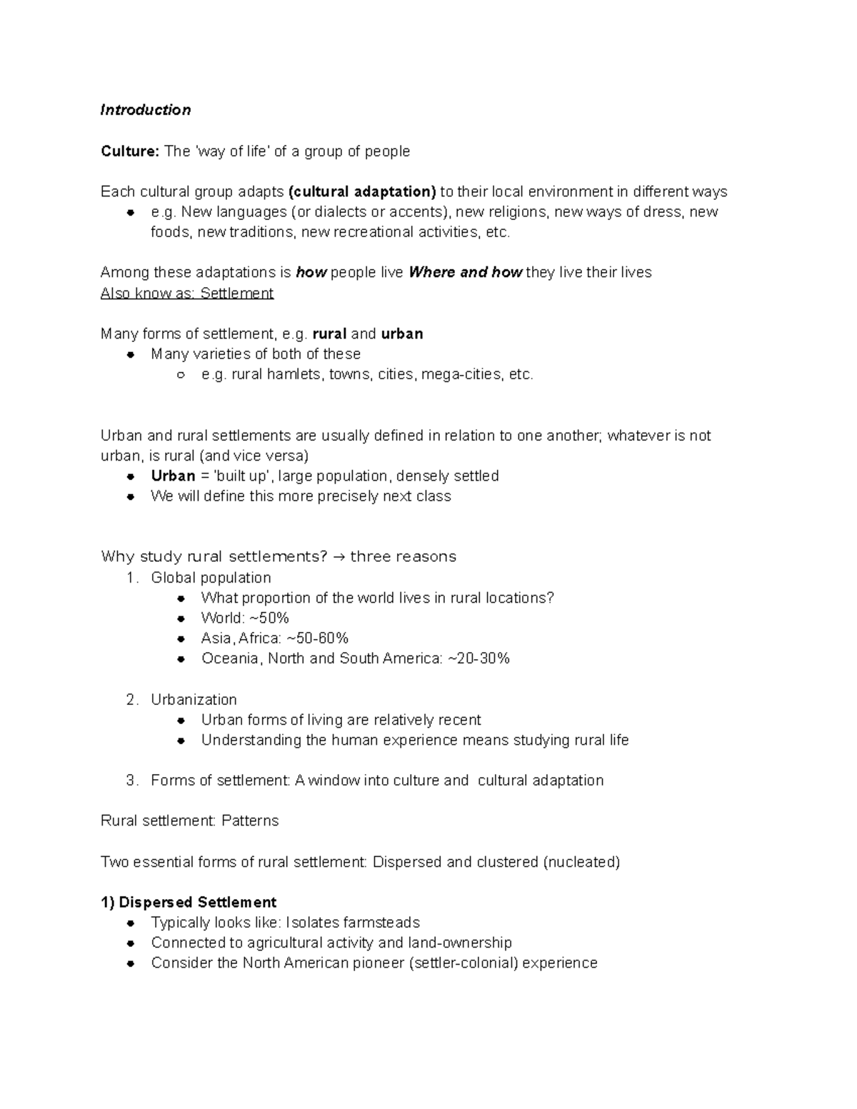 Week 6 lecture 11 - notes - Introduction Culture: The ‘way of life’ of ...