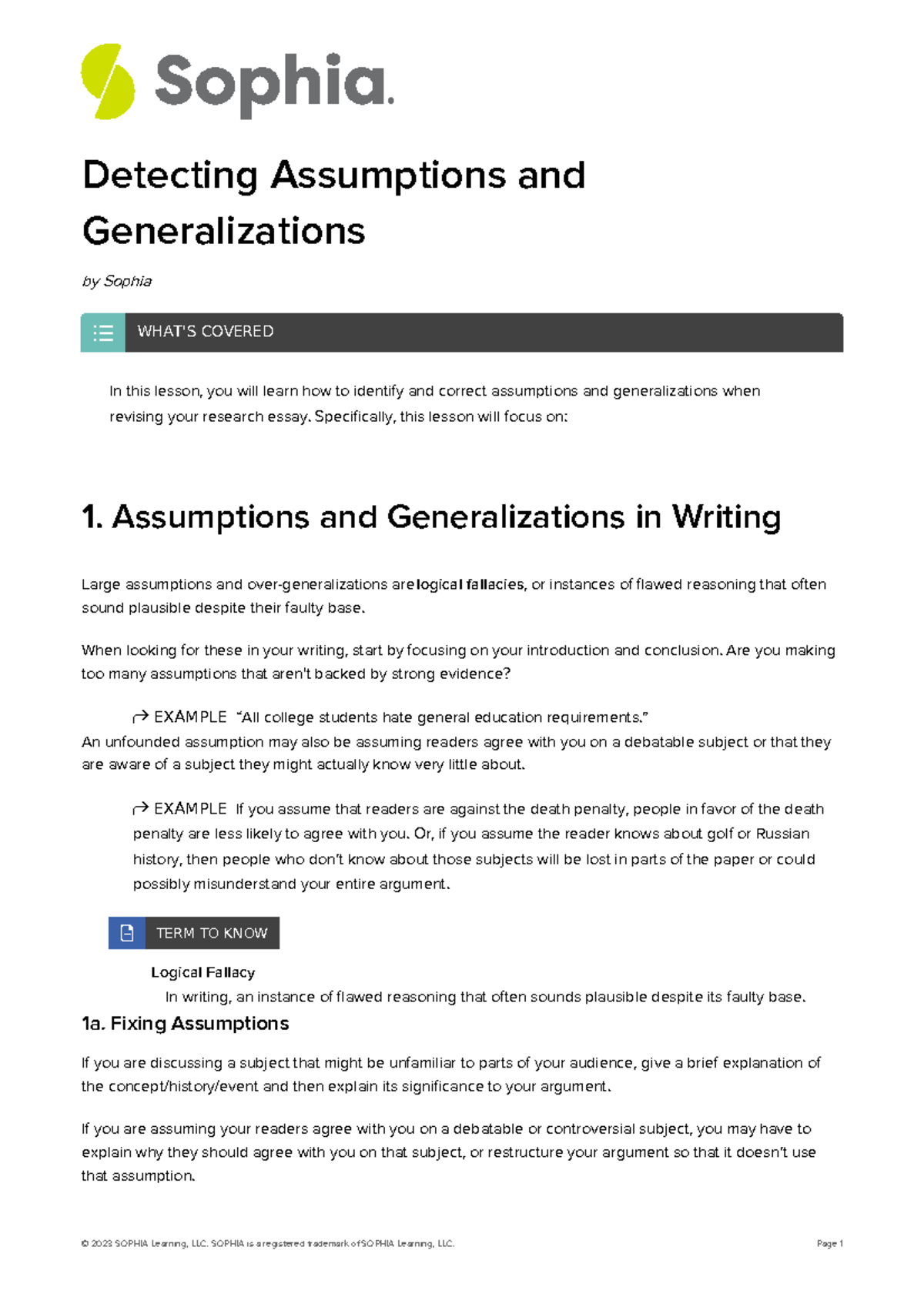 Detecting assumptions and generalizations p aper - Detecting ...