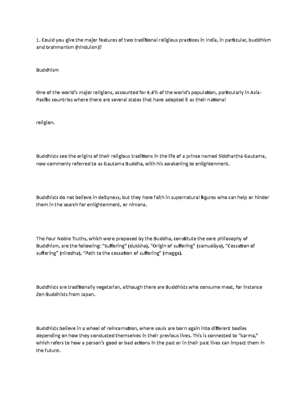 WCH-India-Reli - Ancient Indian Civ Religions - Could you give the ...