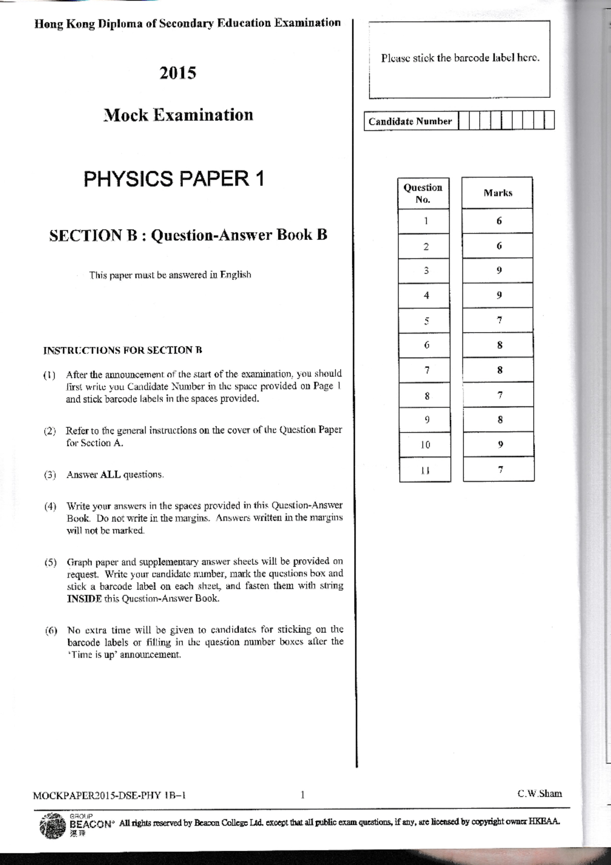 Mockpaper 2015 DSE PHY 1B - Discovering Physics - Studocu