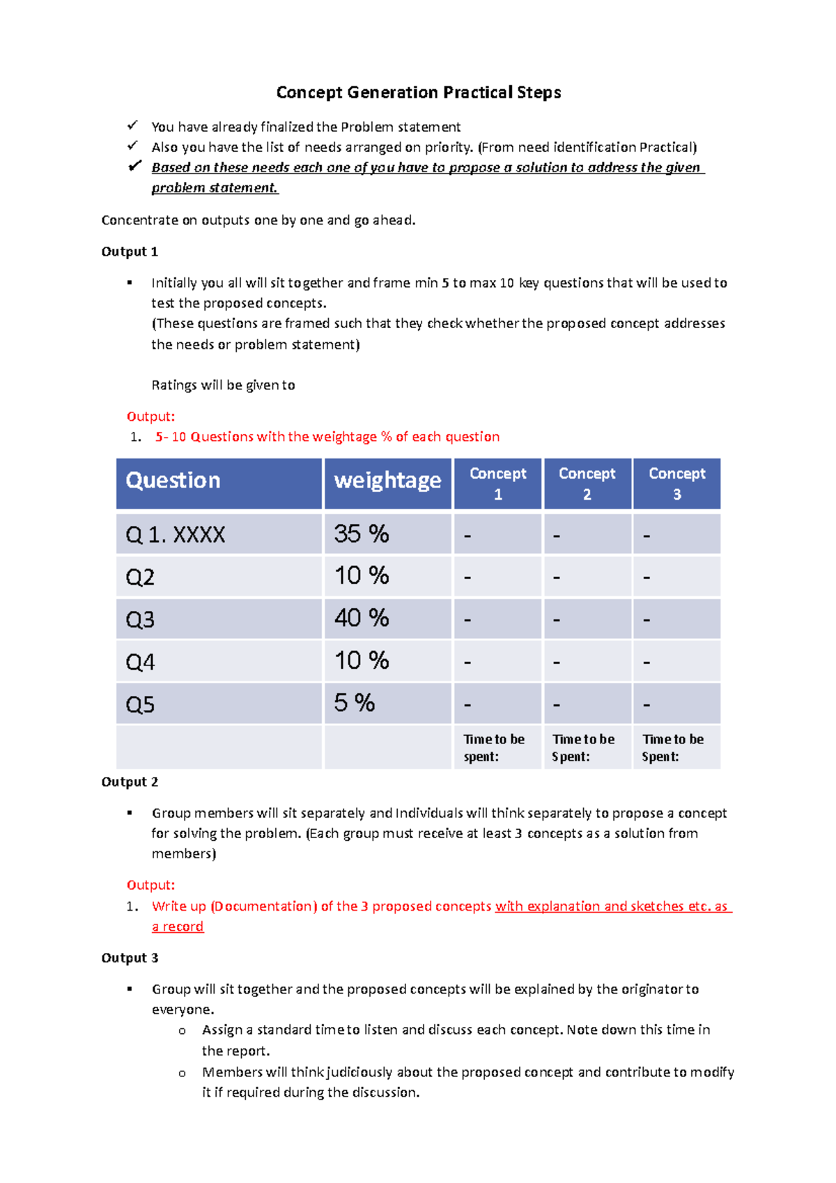 Concept Generation steps - Concept Generation Practical Steps You have ...