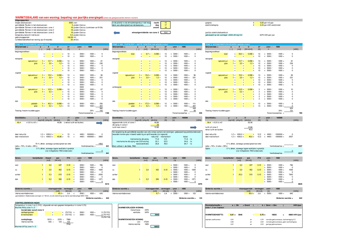 Warmtebalans Woning - Voorbeeldberekening - WARMTEBALANS van een woning ...