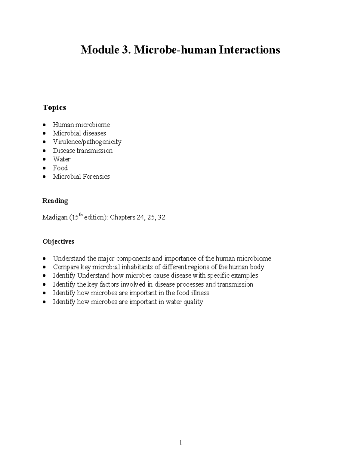Module 4 key concepts and summary - Module 3. Microbe-human ...