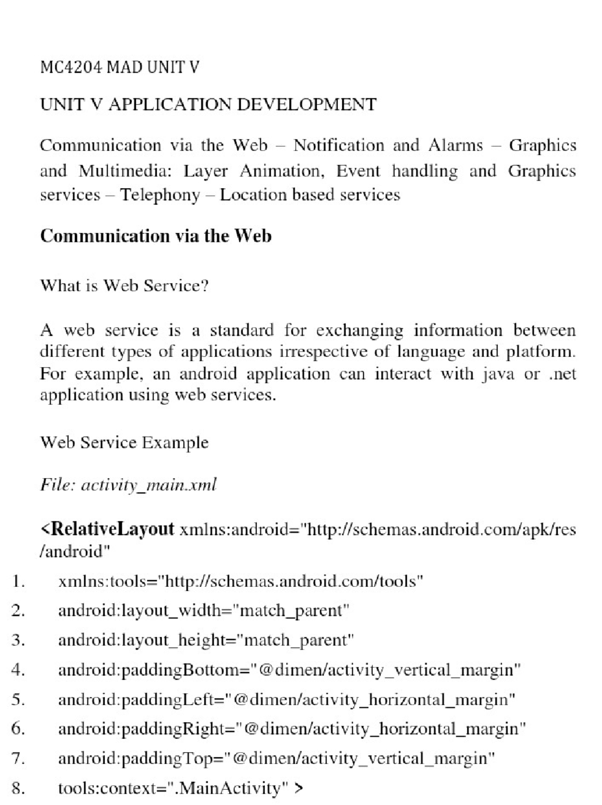 UNIT V - MOBILE APPLICATION DEVELOPMENT - Master of Computer ...