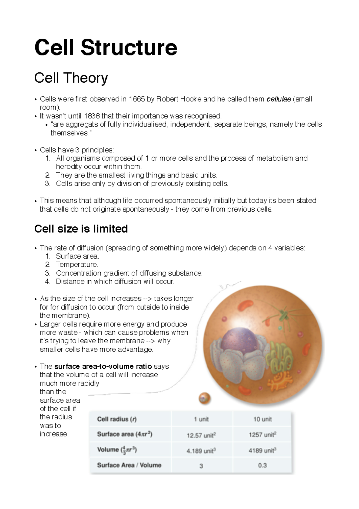 1 - Cell Structure - Cell Structure Cell Theory Cells were first ...