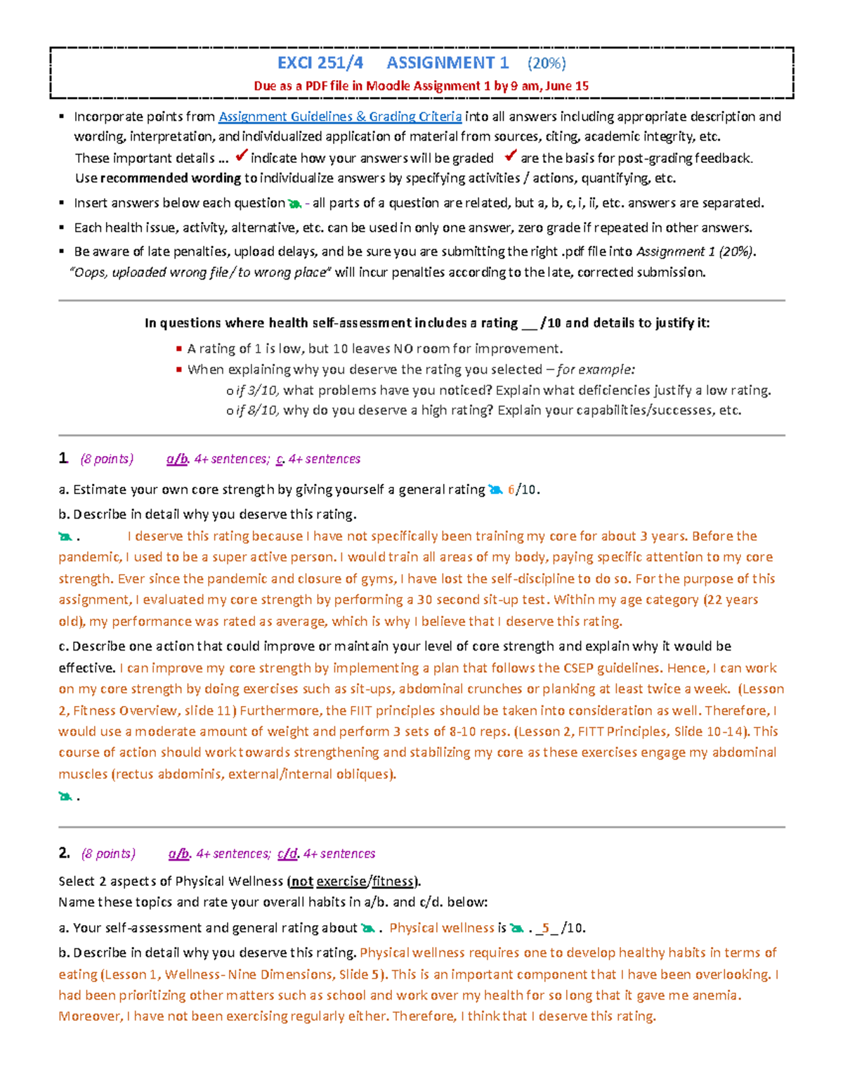 Corrected Assignment 1 questions and answers - EXCI 251/4 ASSIGNMENT 1 ...