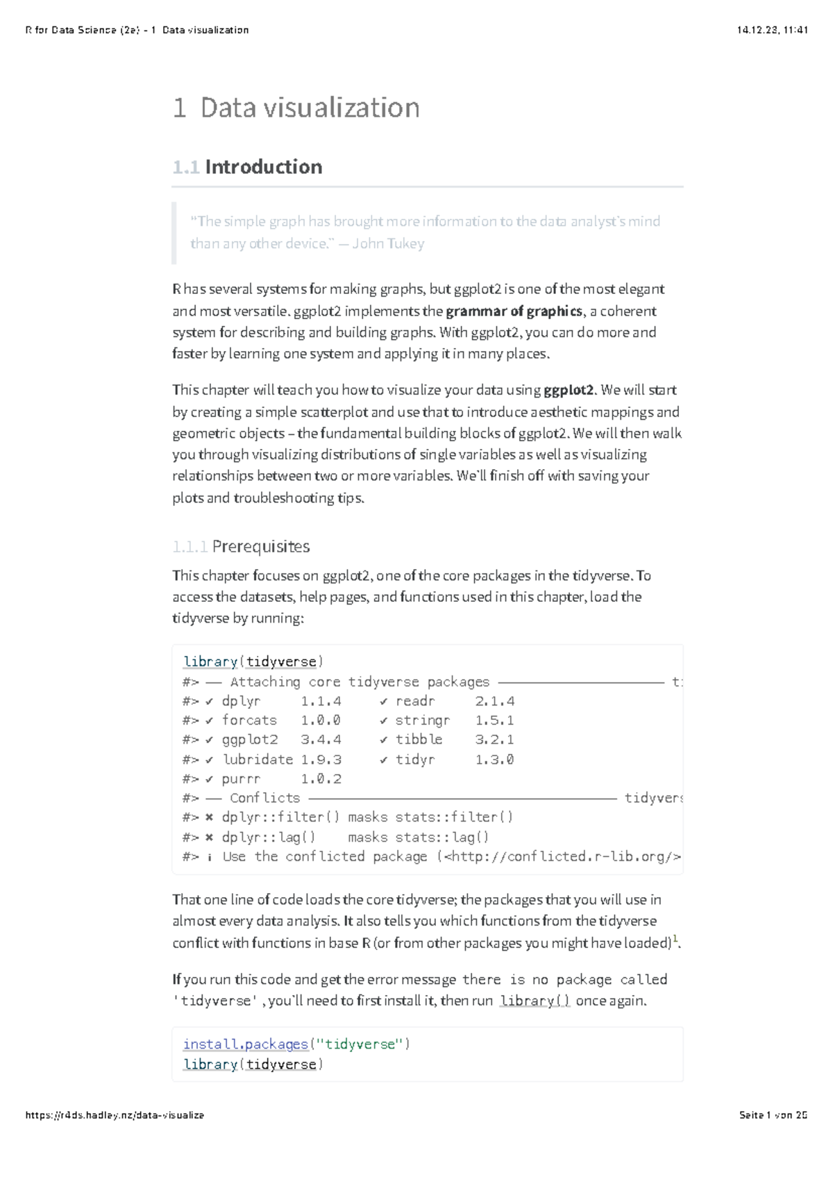 R for Data Science (2e) - 1 Data visualization - “The simple graph has brought more information ...
