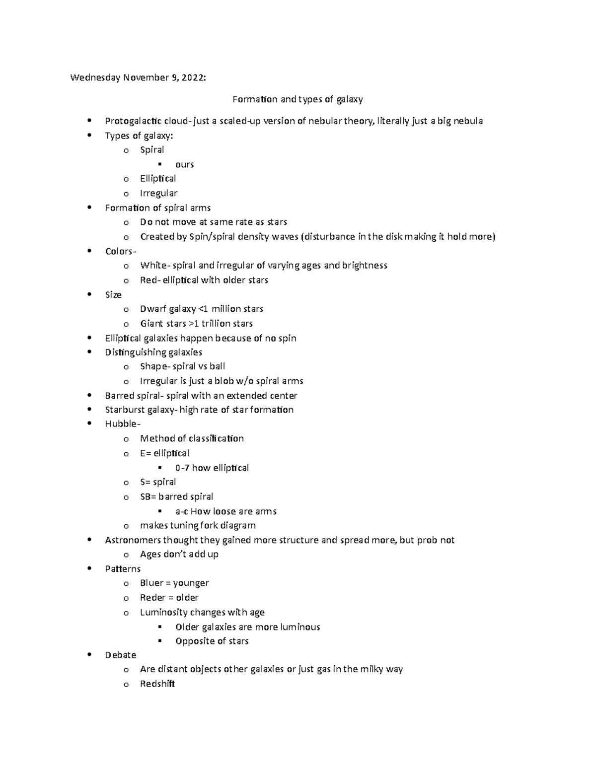 Wednesday November 9 - Notes for Moffitt's lecture over the formations ...