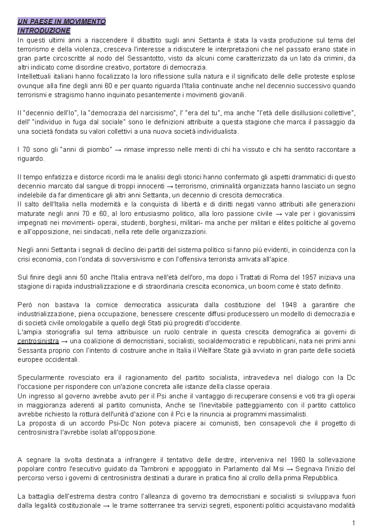 Un paese in movimento - UN PAESE IN MOVIMENTO INTRODUZIONE In questi ...