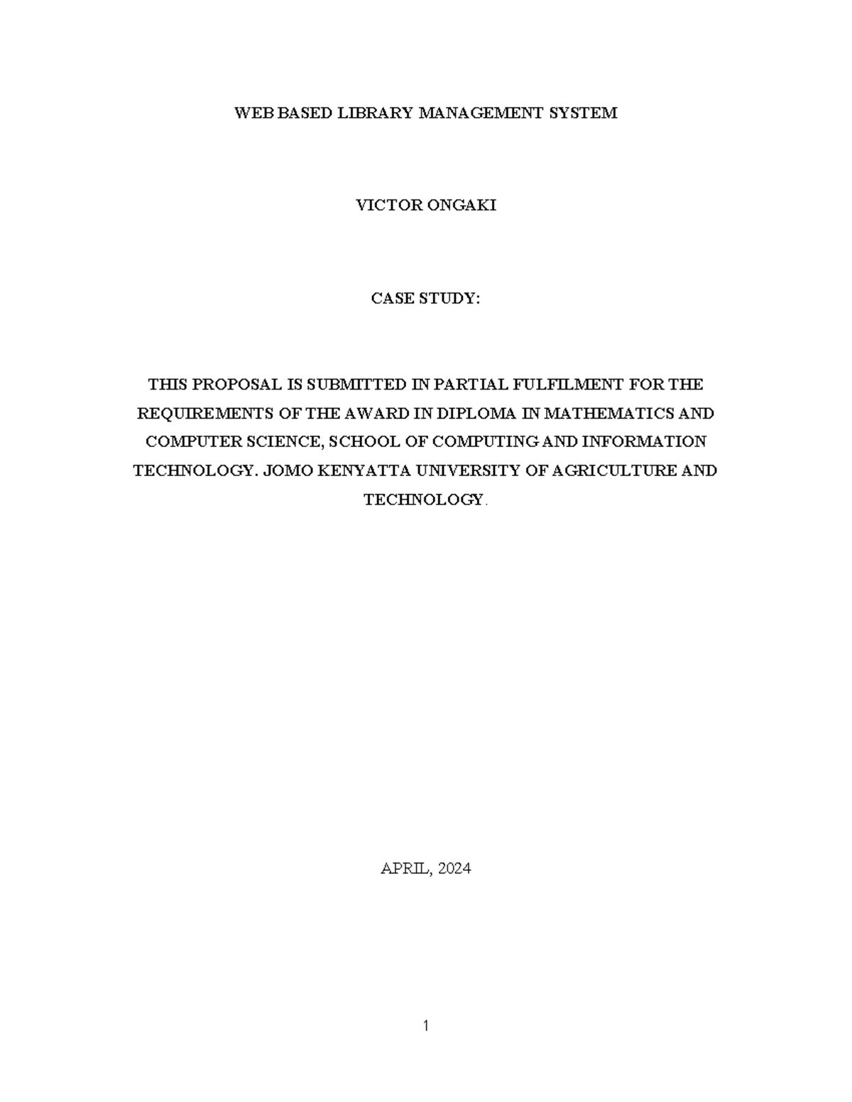 project proposal - WEB BASED LIBRARY MANAGEMENT SYSTEM VICTOR ONGAKI ...