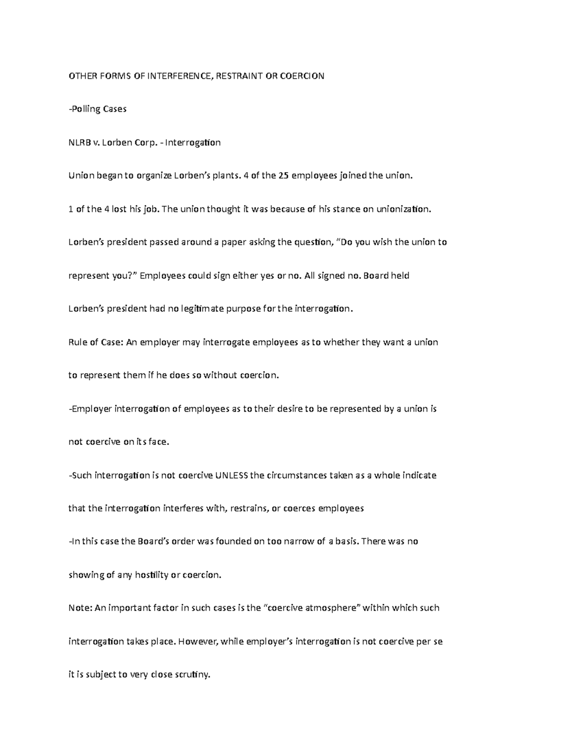 Other Forms of Interference - OTHER FORMS OF INTERFERENCE, RESTRAINT OR ...