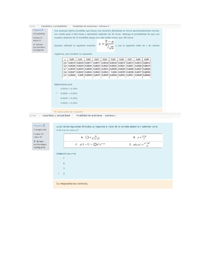 Modalidad de exámenes Semana 2 Revisión del intento - Estadística y Probabilidad - Studocu