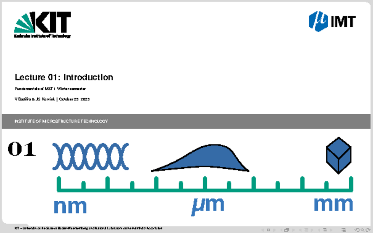 2023 10 26 MST I Lecture 01 - INSTITUTE OF MICROSTRUCTURE TECHNOLOGY Lecture 01: Introduction ...