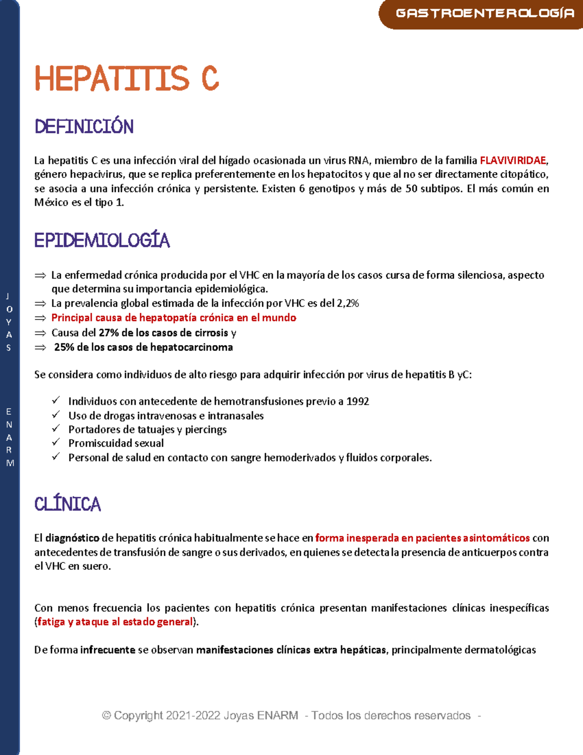 Hepatitis C RESUMEN - © Copyright 2021-2022 Joyas ENARM - Todos los ...