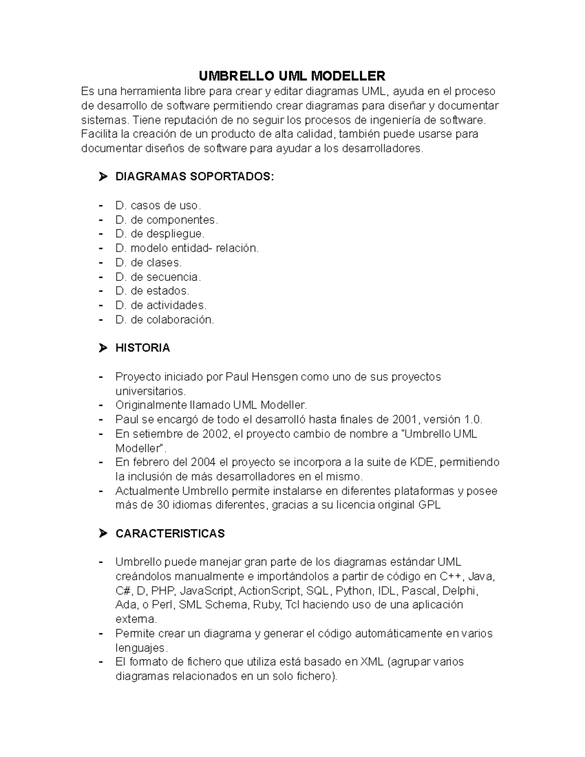 Umbrello UML Modeller - UMBRELLO UML MODELLER Es una herramienta libre ...