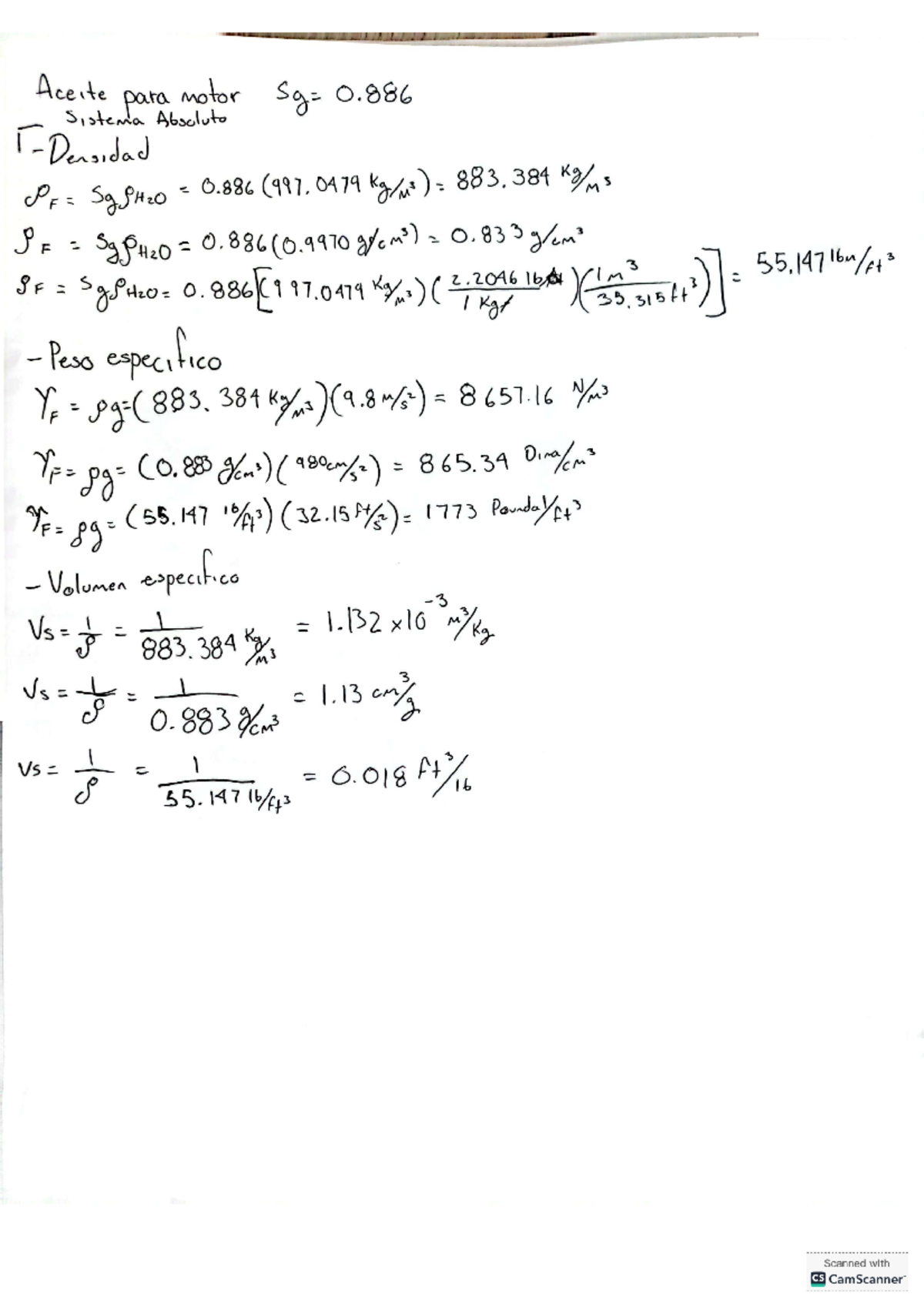 Fluido P1 cálculos - calculos de la practica 1 - Aceite para motor Sg ...
