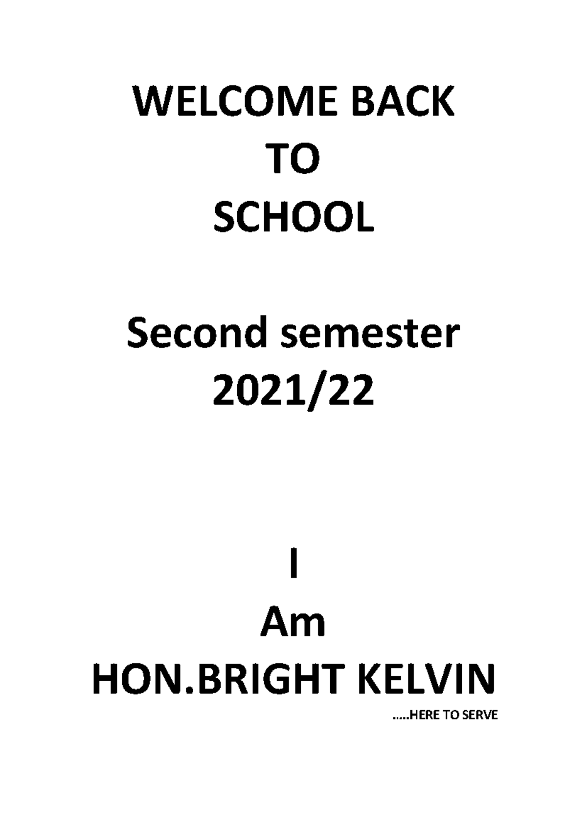 POLI 112 Compiled BY Bright Kelvin - WELCOME BACK TO SCHOOL Second ...