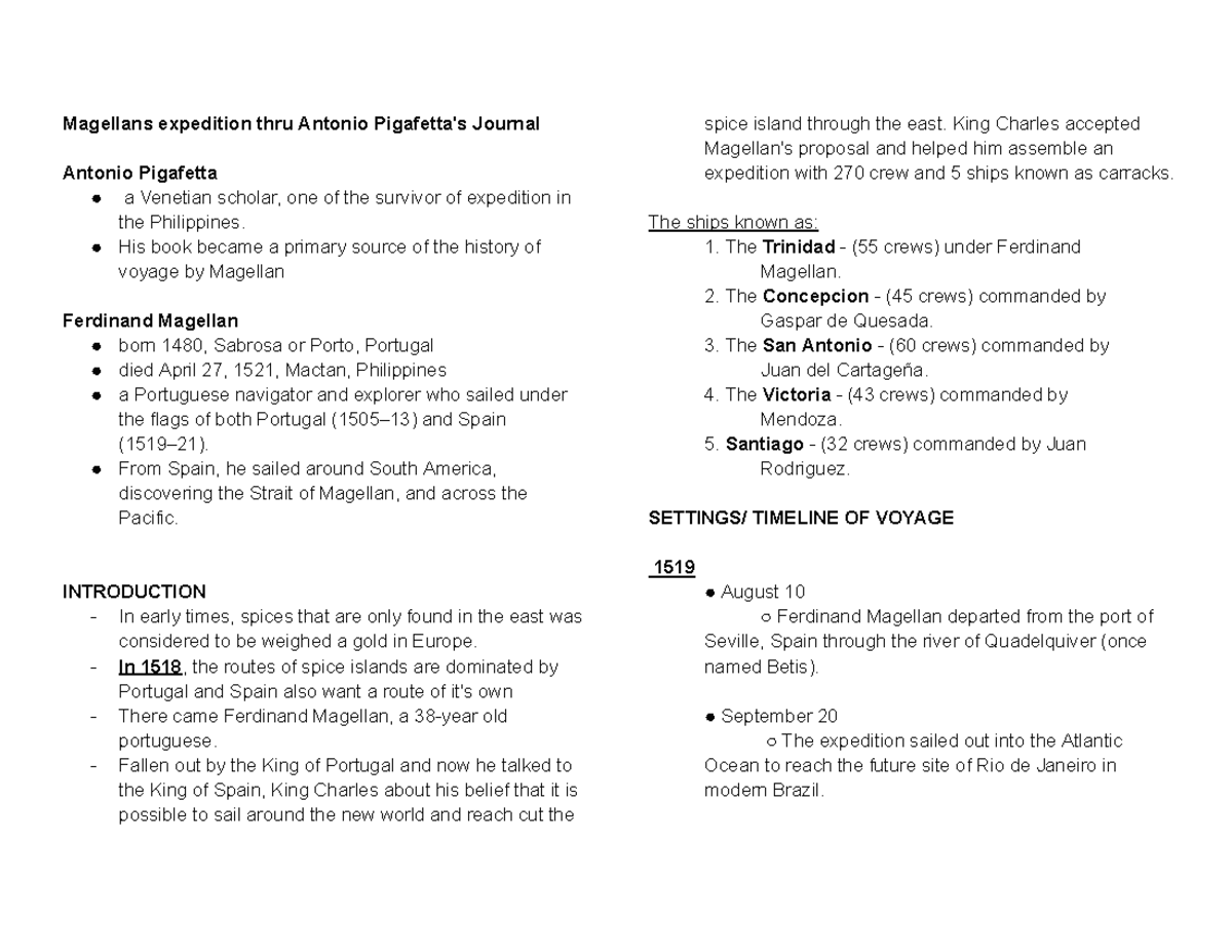 GNED04 - Magellans expedition thru Antonio Pigafetta's Journal Antonio ...