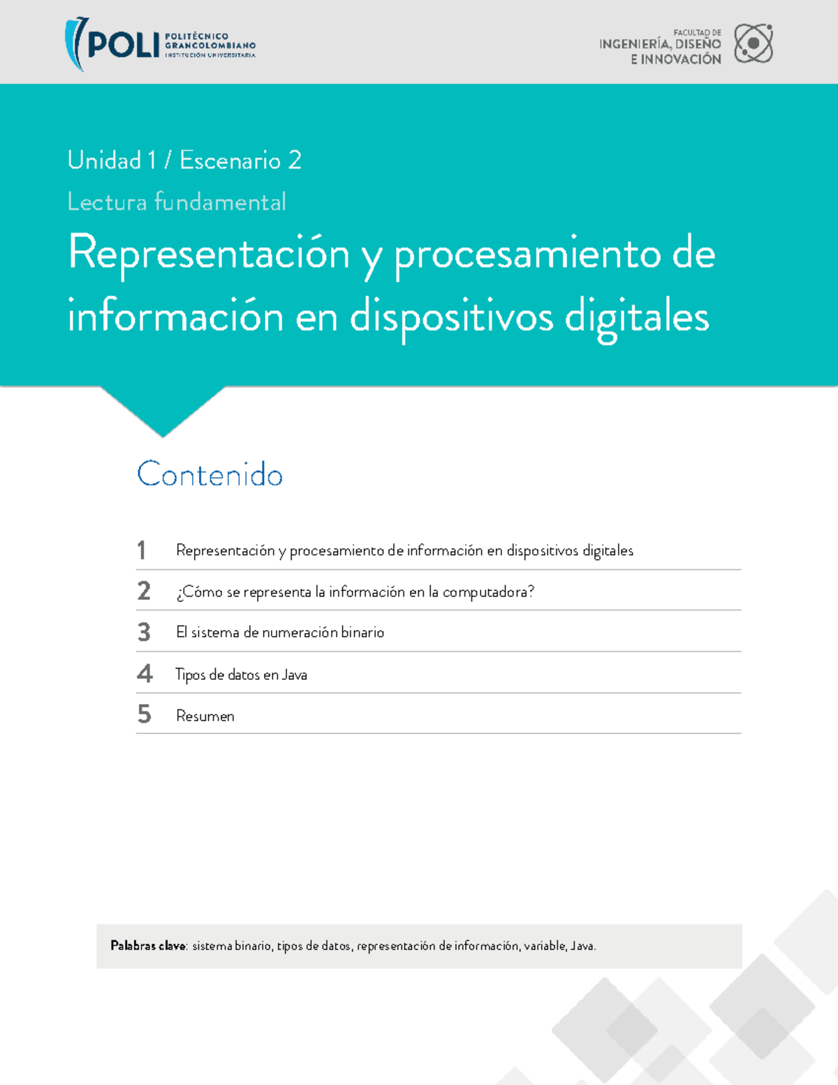 Programacion de computadores Escenario 2 - Contenido 1 2 3 4 5 Representación y procesamiento de ...