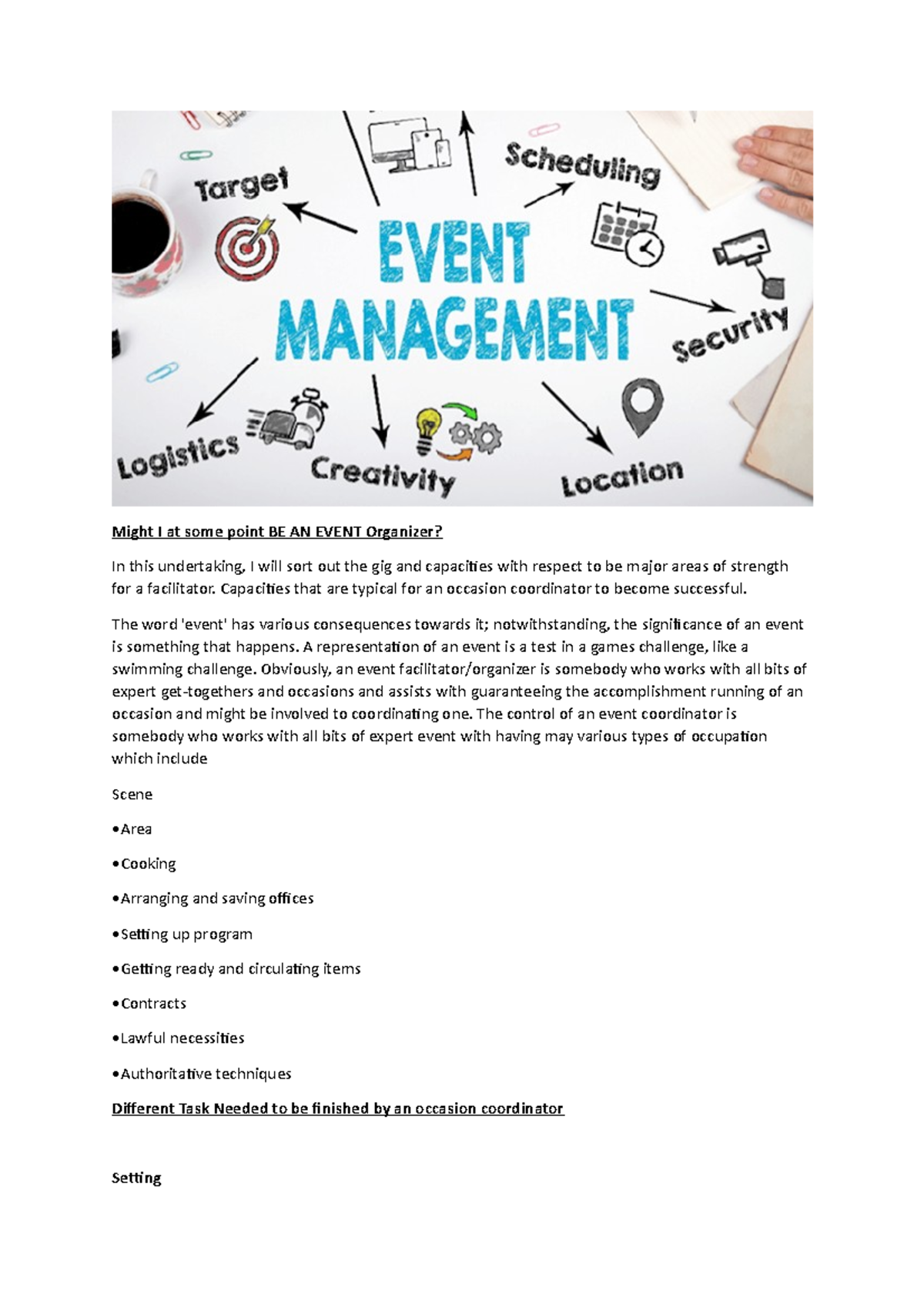 Could I BE AN Event Organiser final - Might I at some point BE AN EVENT ...