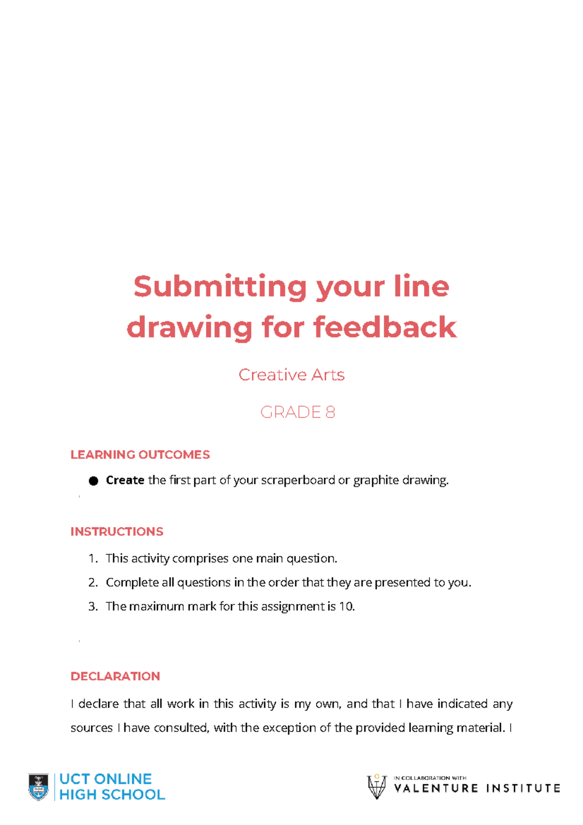 G08 Creative Arts M34 34 - Submitting your line drawing for feedback ...