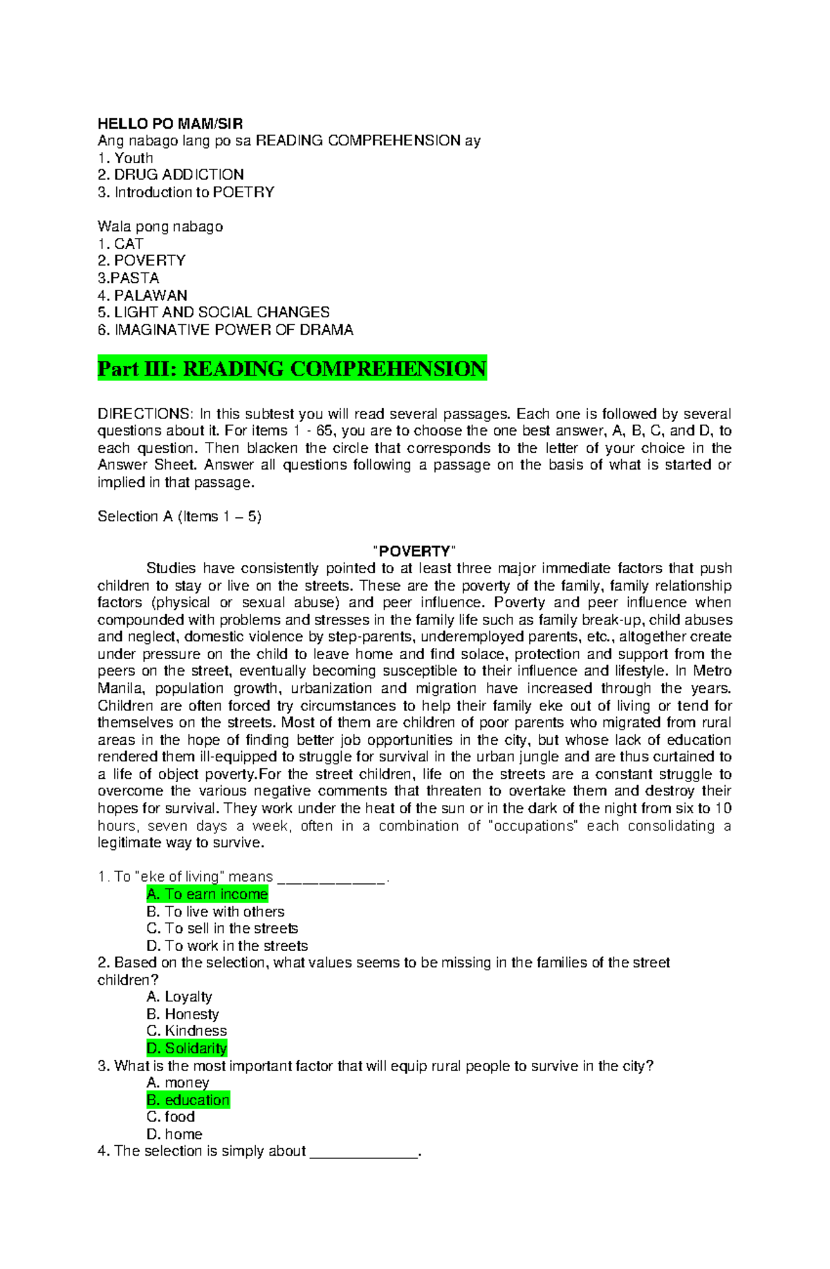 Final- Reading- Comprehensiong - HELLO PO MAM/SIR Ang nabago lang po sa ...