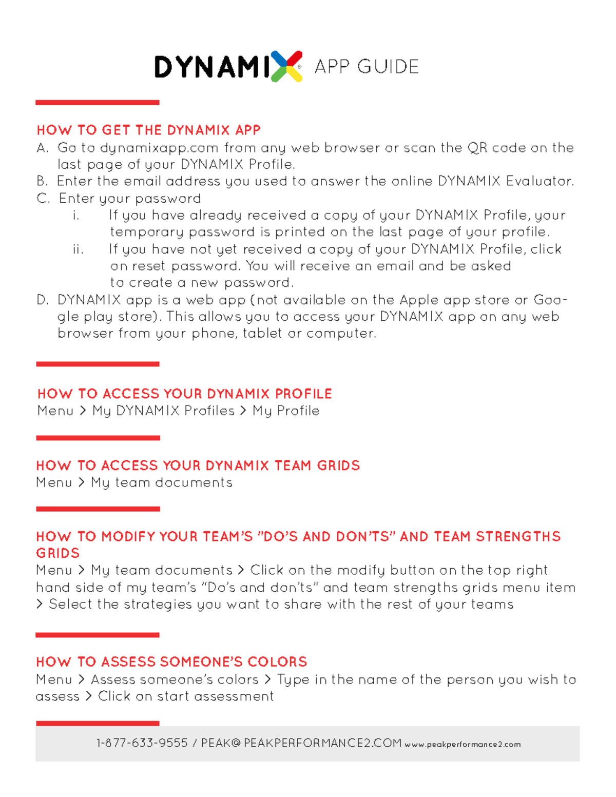 The Dynamix App Guide - very helpful - 1-877-633-9555 / PEAK ...