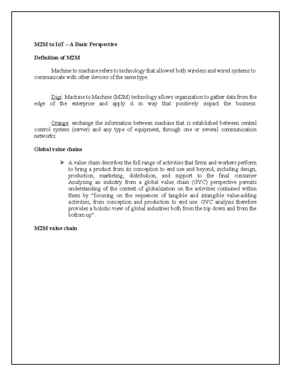 Unit 2 -IOT - .Unit 2 -IOT - M2M to IoT – A Basic Perspective Definition of M2M Machine to ...
