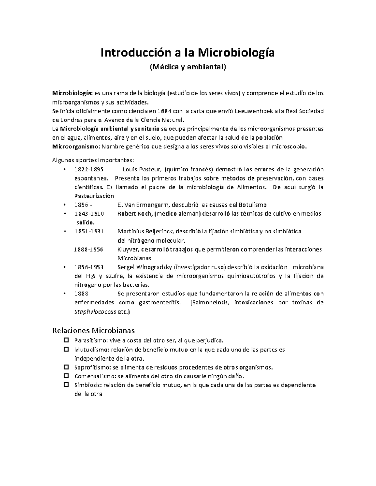 Microbiolog Ã a Ambiental MAS 2022 - IntroducciÛn a la MicrobiologÌa (MÈdica y ambiental) - Studocu