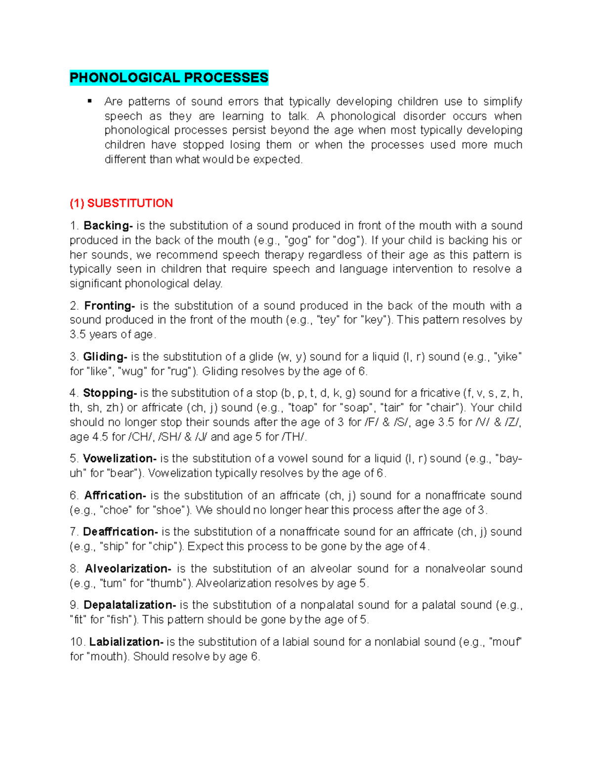 Phonological Processes - PHONOLOGICAL PROCESSES Are patterns of sound ...