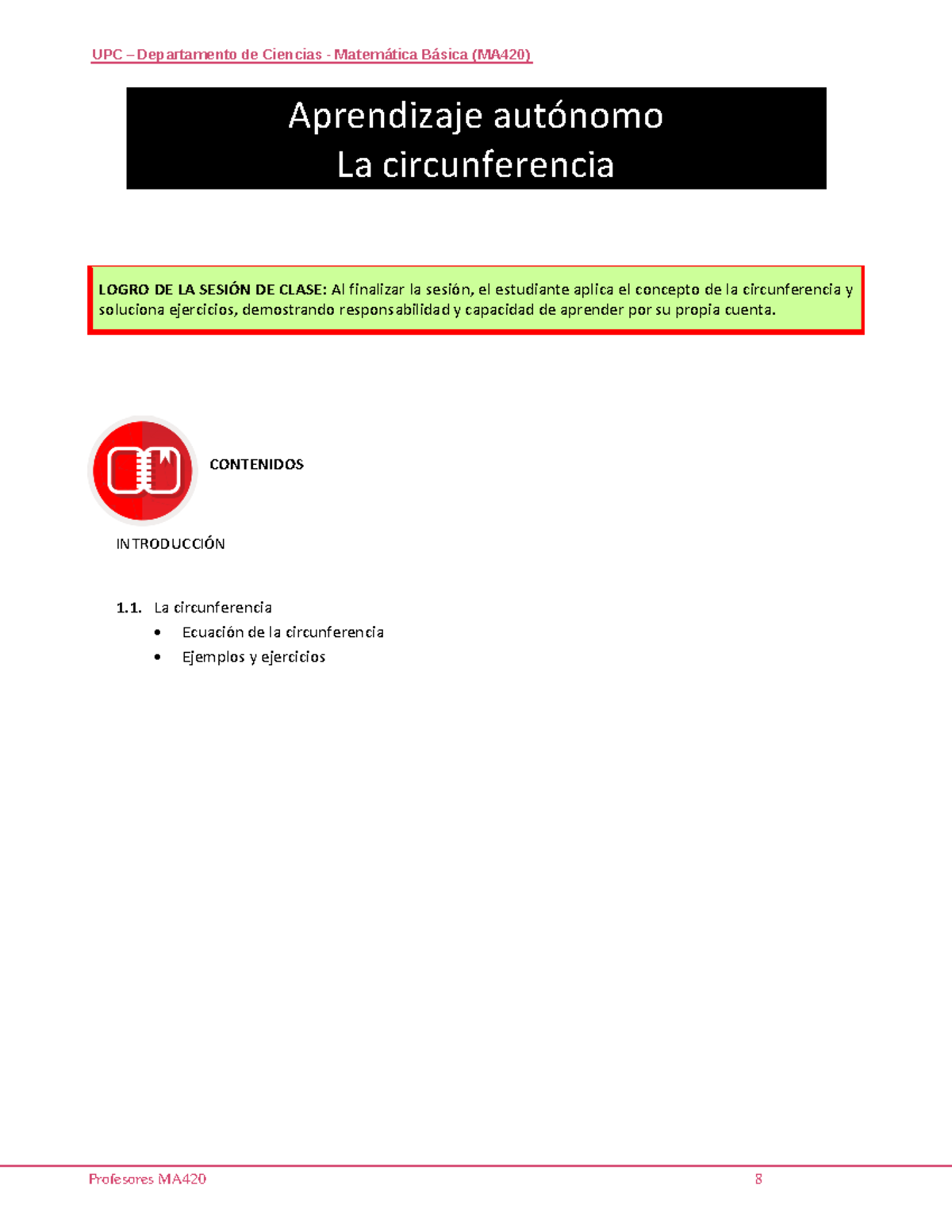 LD2 Circunferencia - .... - Aprendizaje autónomo La circunferencia ...