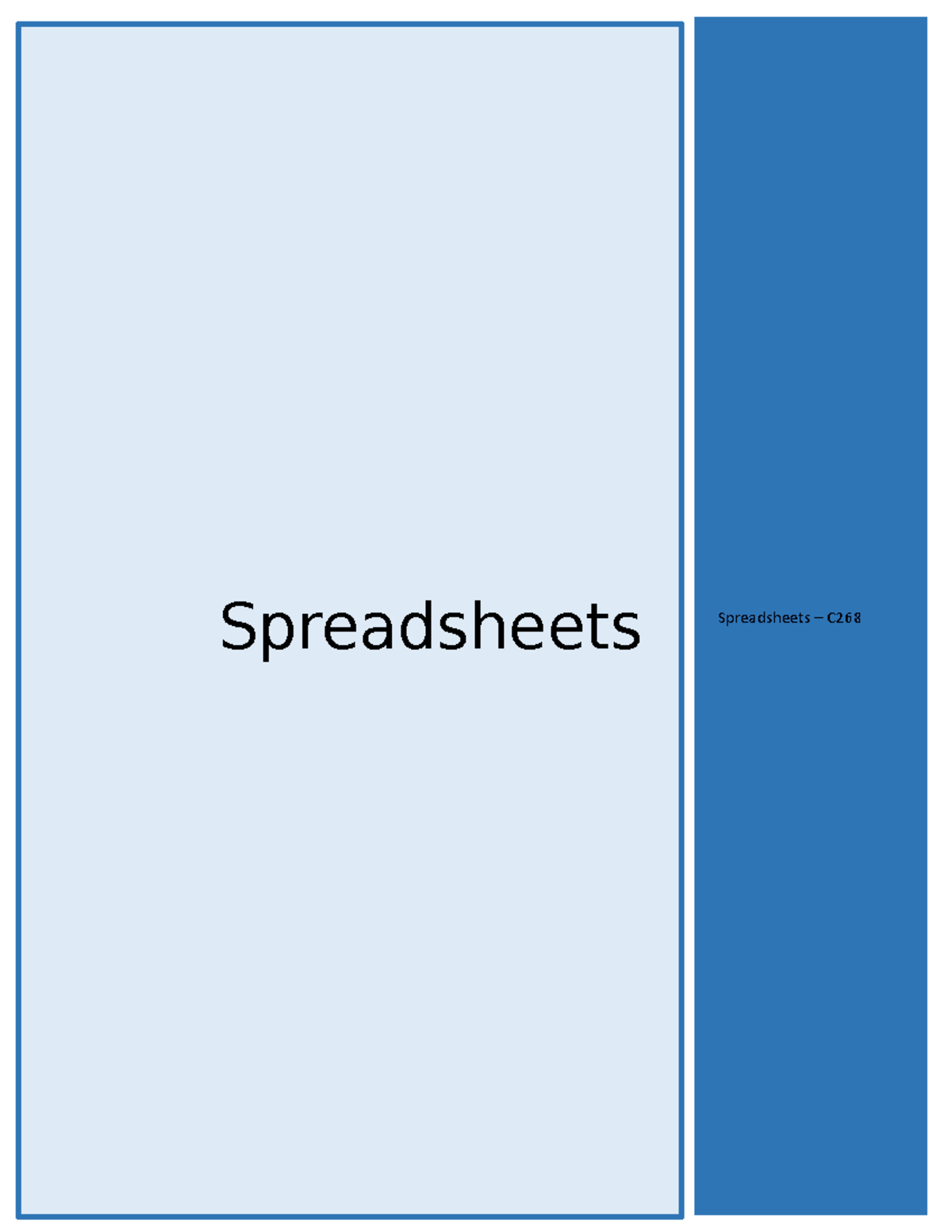 WGU C268 - Introduction to SpreadSheets - Spreadsheets Spreadsheets – C ...