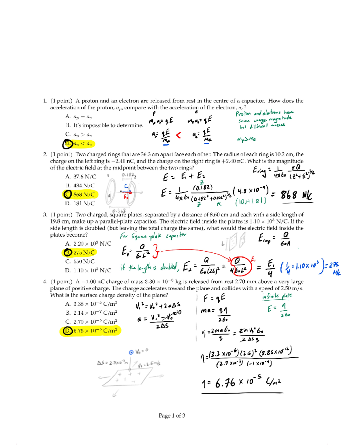 The Electric Field || - PHY1020U - Studocu