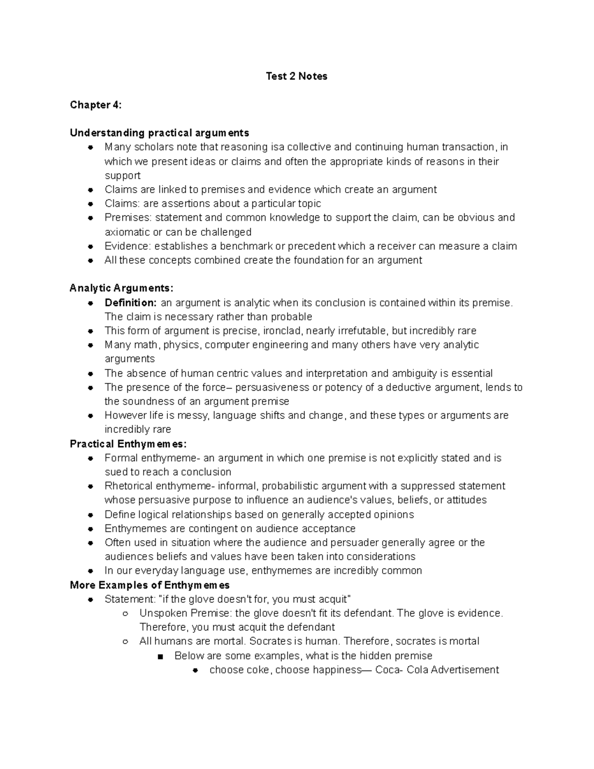 325 Notes test 2 - Test 2 Notes Chapter 4: Understanding practical ...