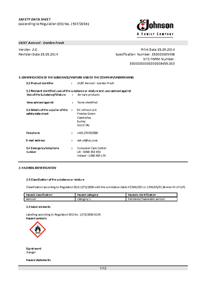 SDS Fabuloso - FICHA TECNICA - FABULOSO ALL PURPOSE CLEANER LIQUID ...