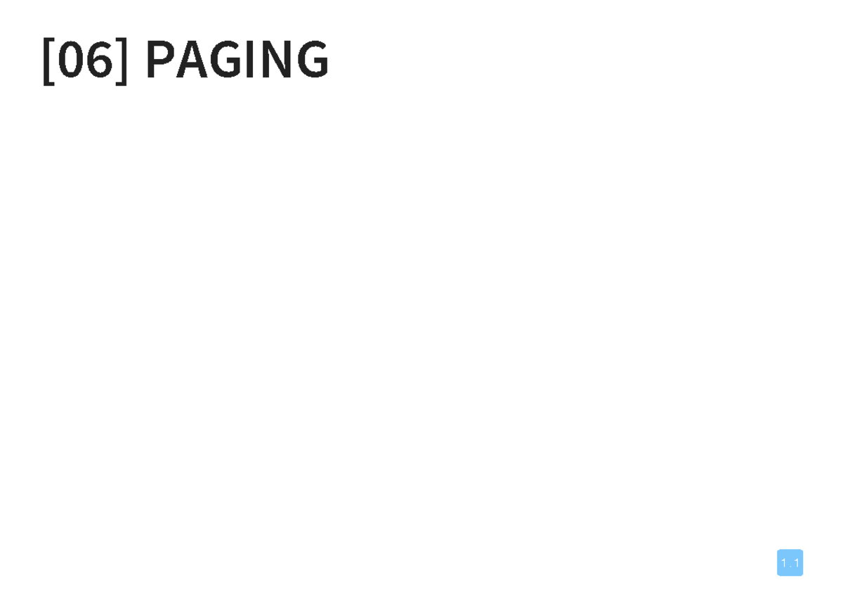 06-Paging Operating System - [06] PAGING OUTLINE Paged Virtual Memory ...