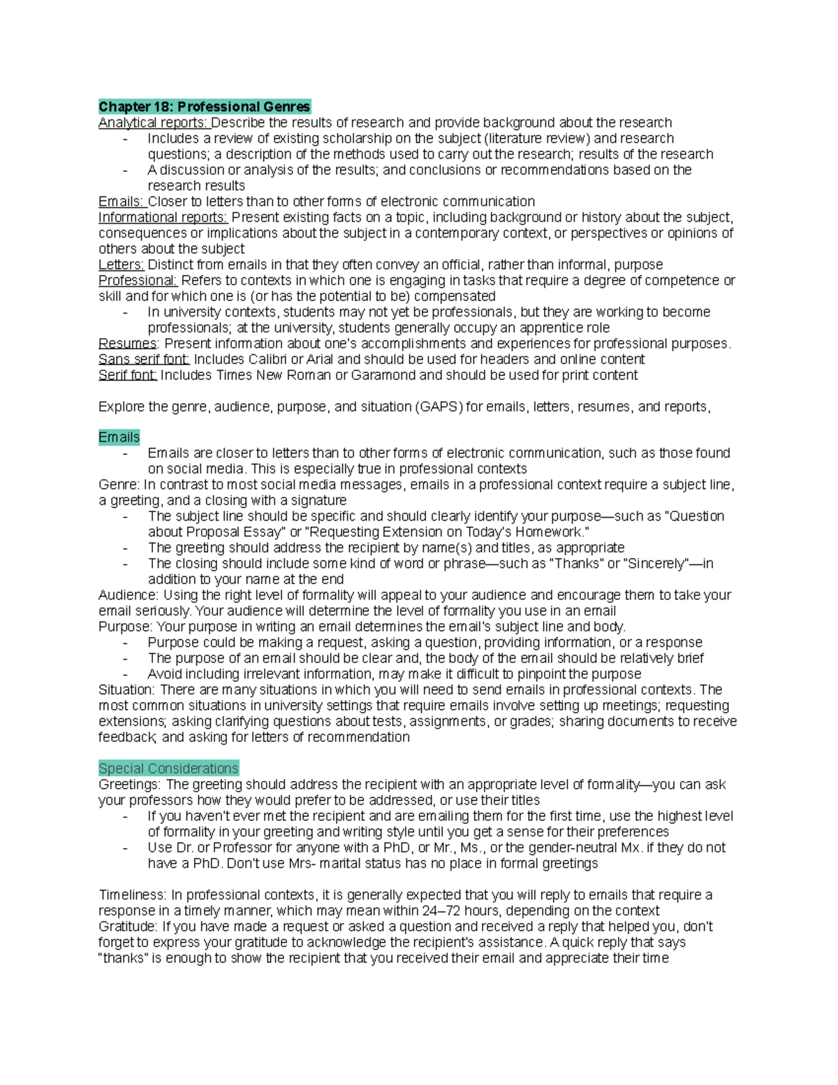 Chapter 18 Professional Genres - Chapter 18: Professional Genres ...