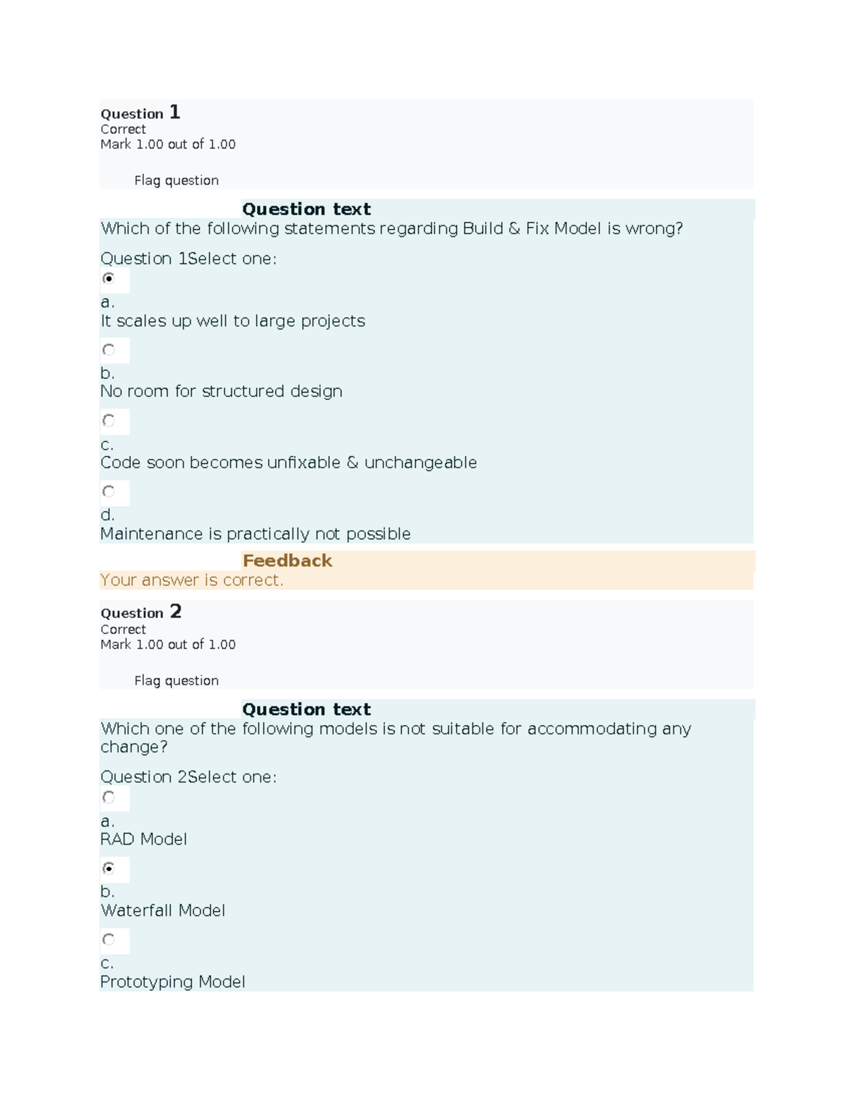 Question - lecture - Question 1 Correct Mark 1 out of 1. Flag question Question text Which of ...