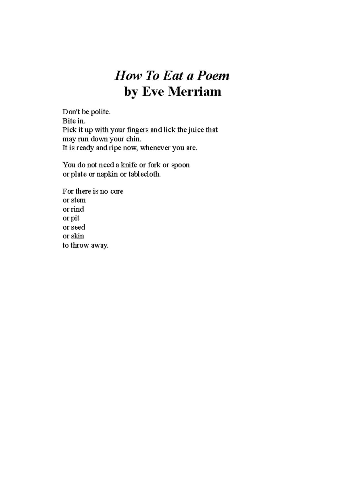 Poems on poetry Paroxetine 10mg Daily - How To Eat a Poem by Eve ...