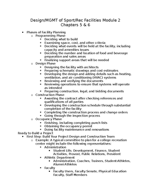 Design:MGMT Module 2 - Design/MGMT of Sport/Recreation Facilities ...