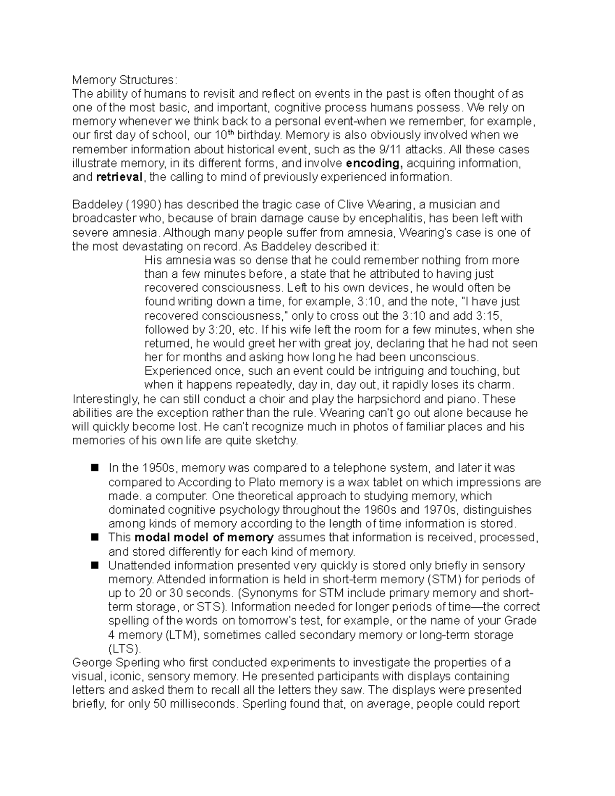 Memory Structures chapter 5 - Memory Structures: The ability of humans ...