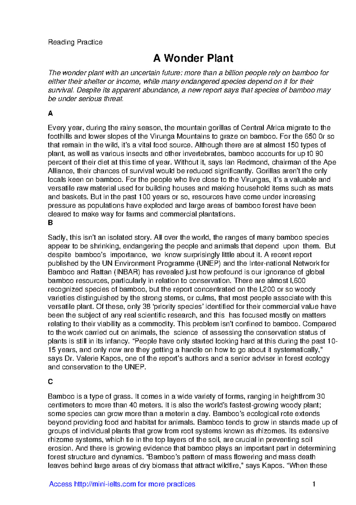 A-wonder-plant - 001413 - Reading Practice A Wonder Plant The wonder ...