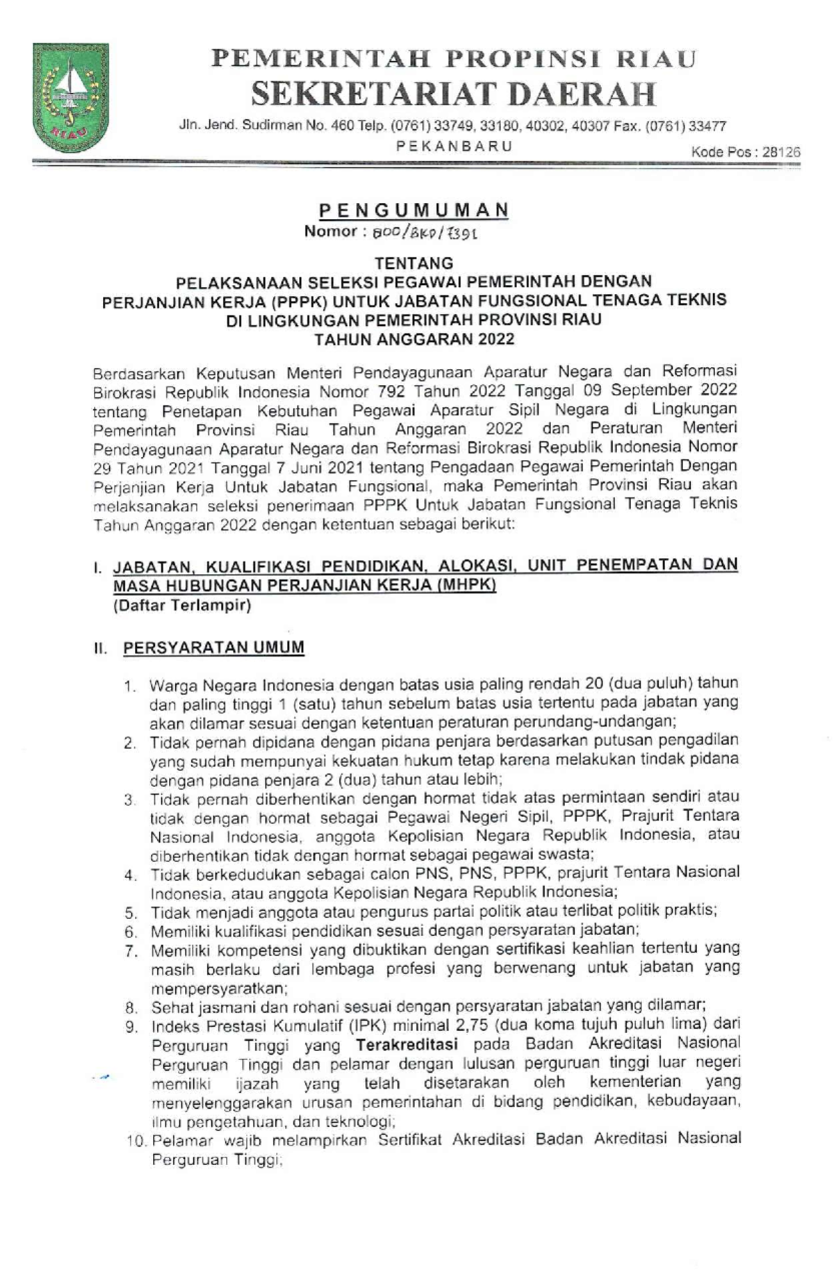 Pengumuman PPPK Teknis 2022 - Fisika Teknik - Studocu