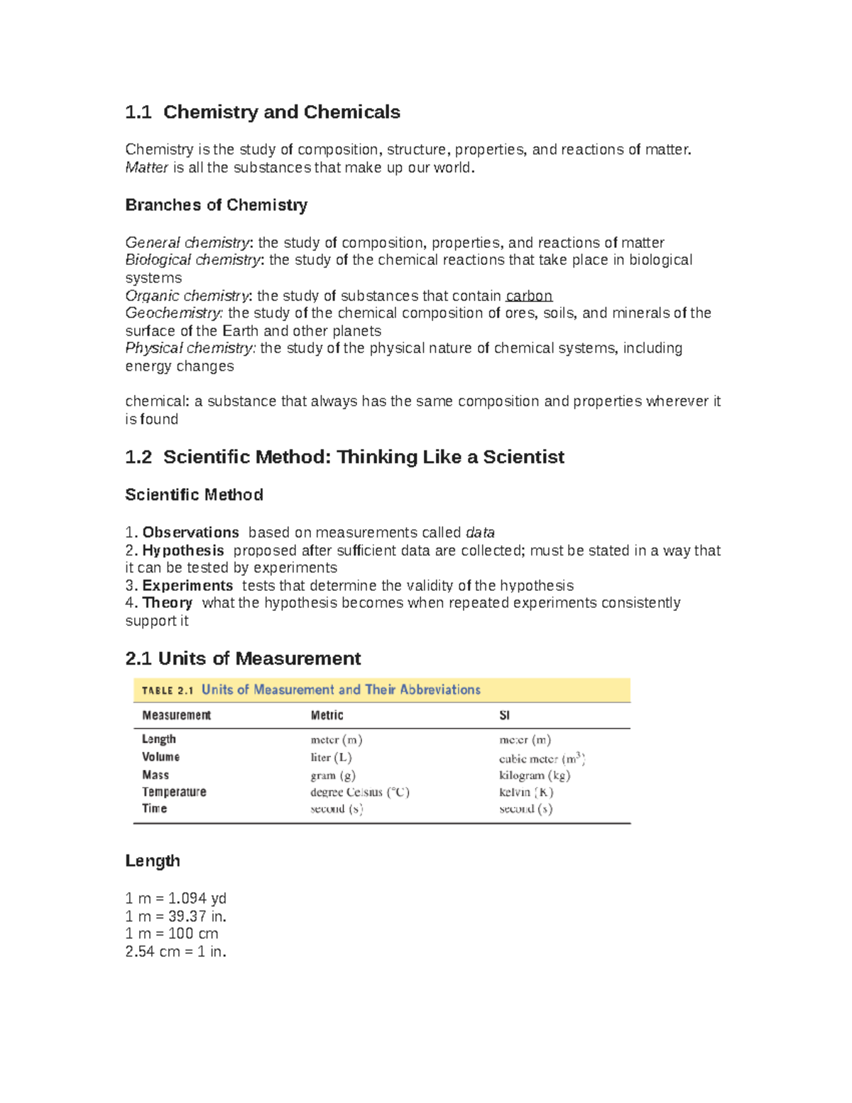 CHM 1025 Chapter 1 Notes - 1 Chemistry and Chemicals Chemistry is the ...